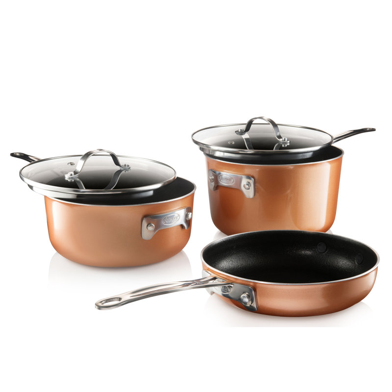 Gotham Steel Stackmaster 15 Piece 7'' and 10'' Copper Space Saving Nonstick Cookware Set ...